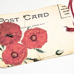 Red Poppy Tags-set of 6-red Flower Tag-postcard Poppies Garden Tagss ...