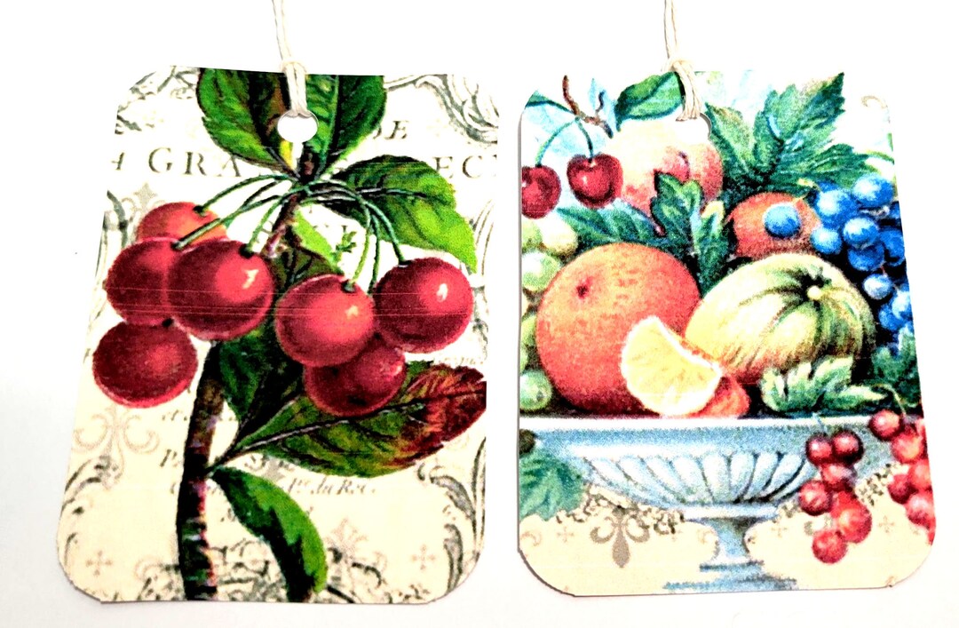 Summer Gift Tags-variety Set 9-fruit Tags-butterfly Tags-cherries ...