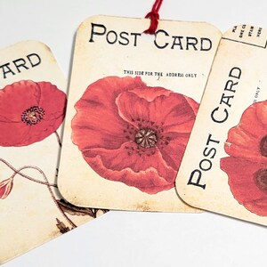Red Poppy Tags-set of 6-red Flower Tag-postcard Poppies Garden Tagss ...