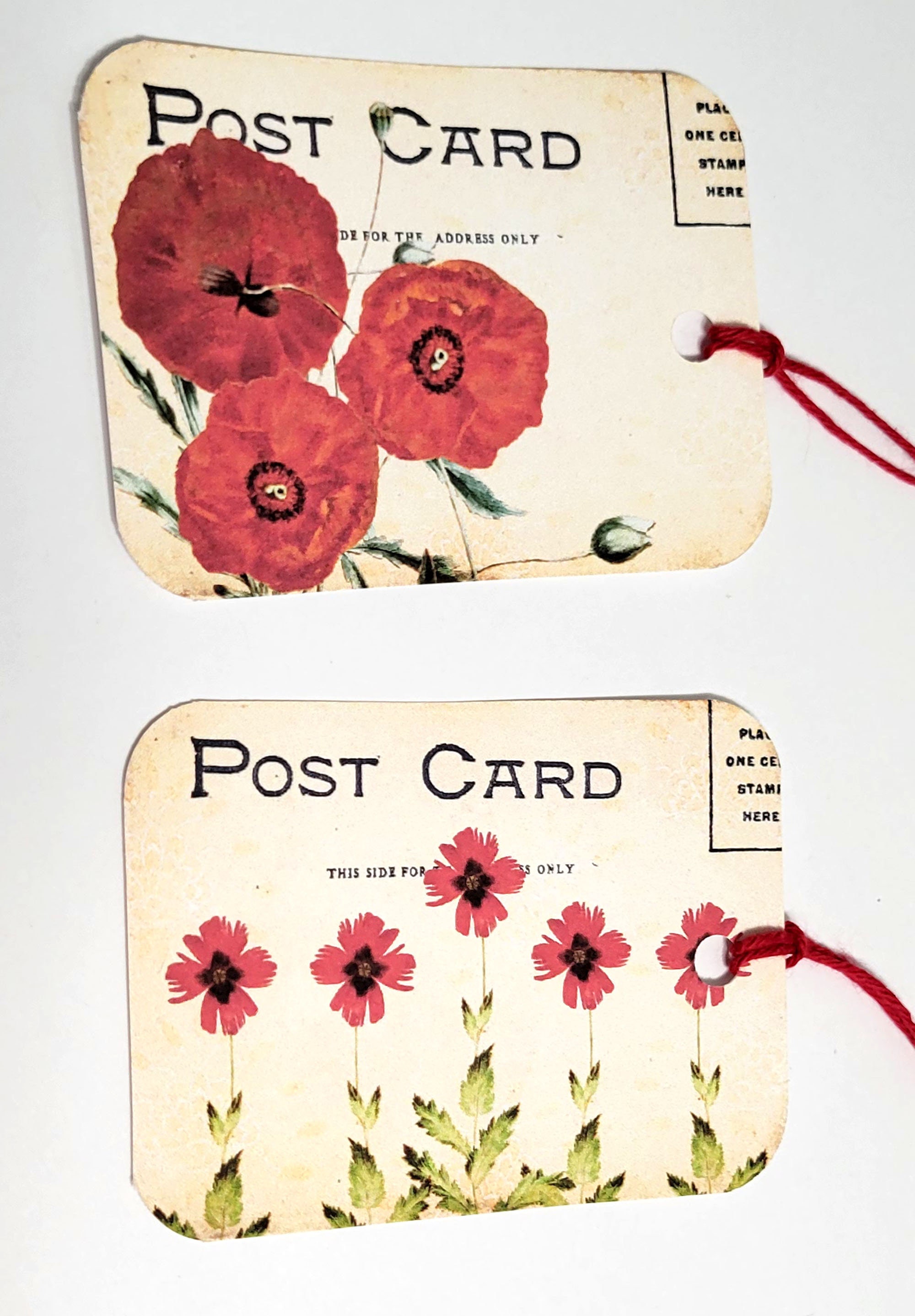 Red Poppy Tags-set of 6-red Flower Tag-postcard Poppies Garden Tagss ...