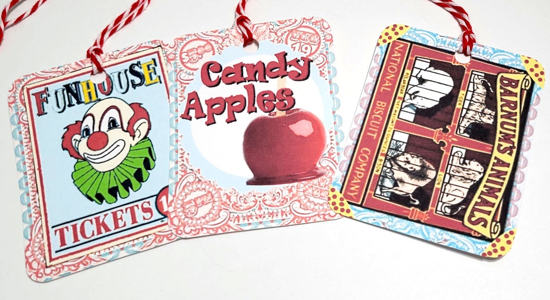 Modern Circus Tags-set of 12-elephant Tag-circus Tent-treat Tags-clown ...