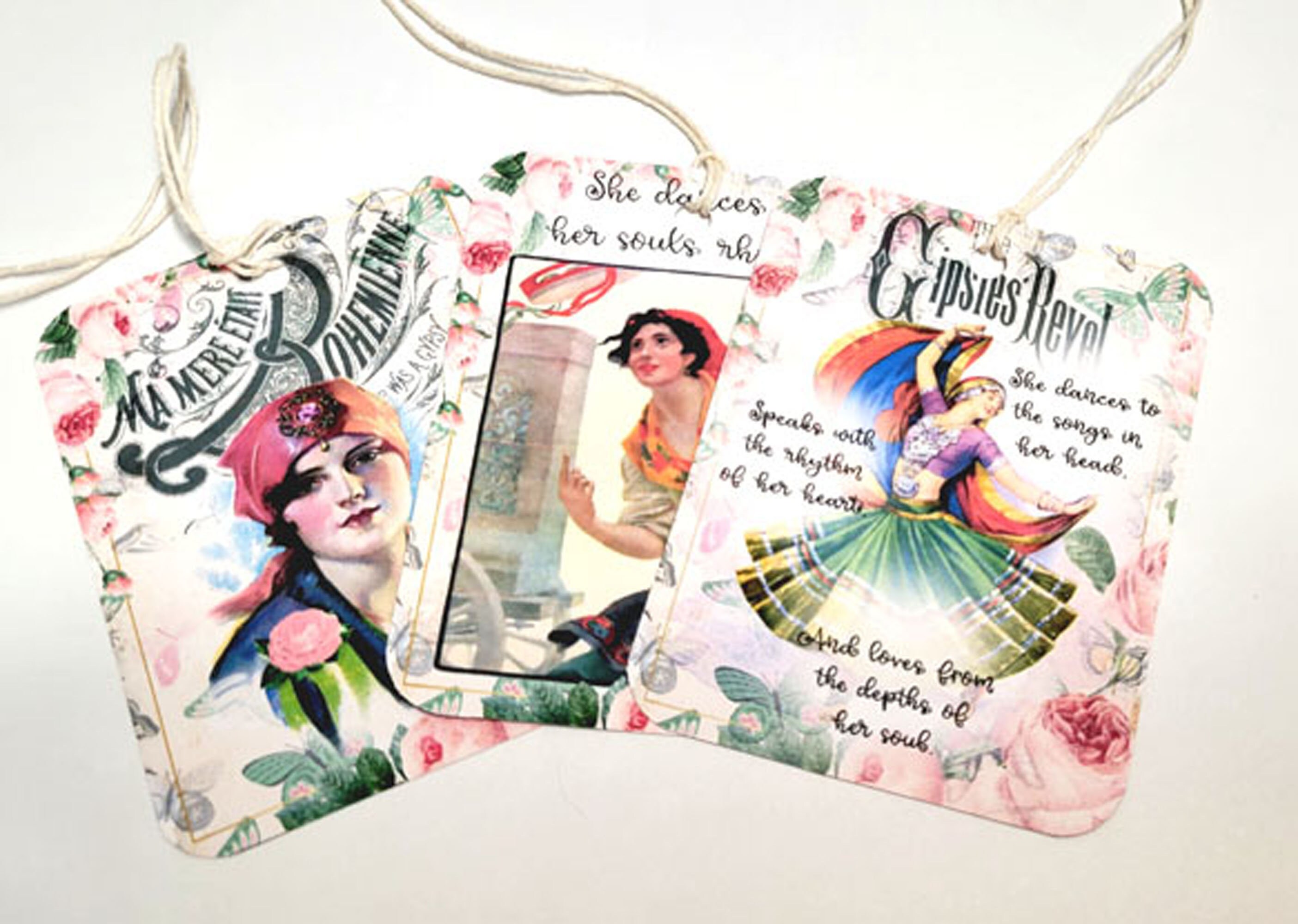 Gypsy Gift Tags-variety Set 9-beautiful Gypsies-positive Gypsy Text ...
