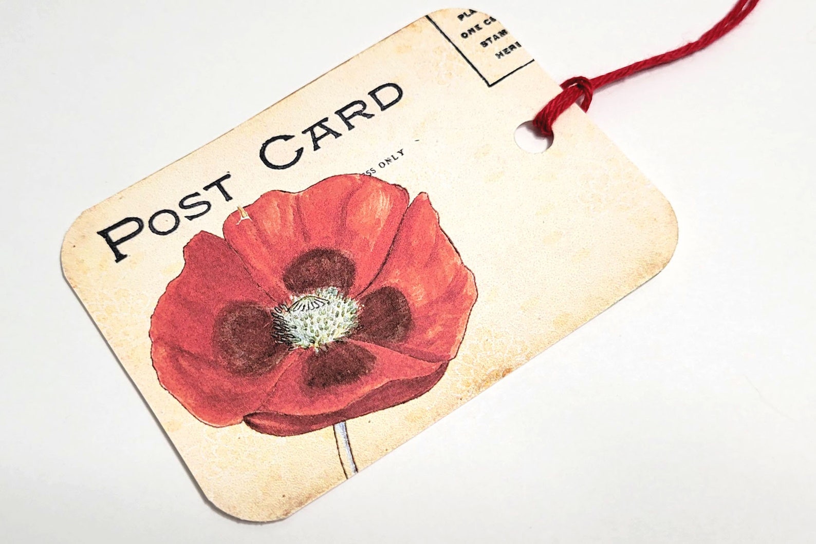 Red Poppy Tags-set of 6-red Flower Tag-postcard Poppies Garden Tagss ...