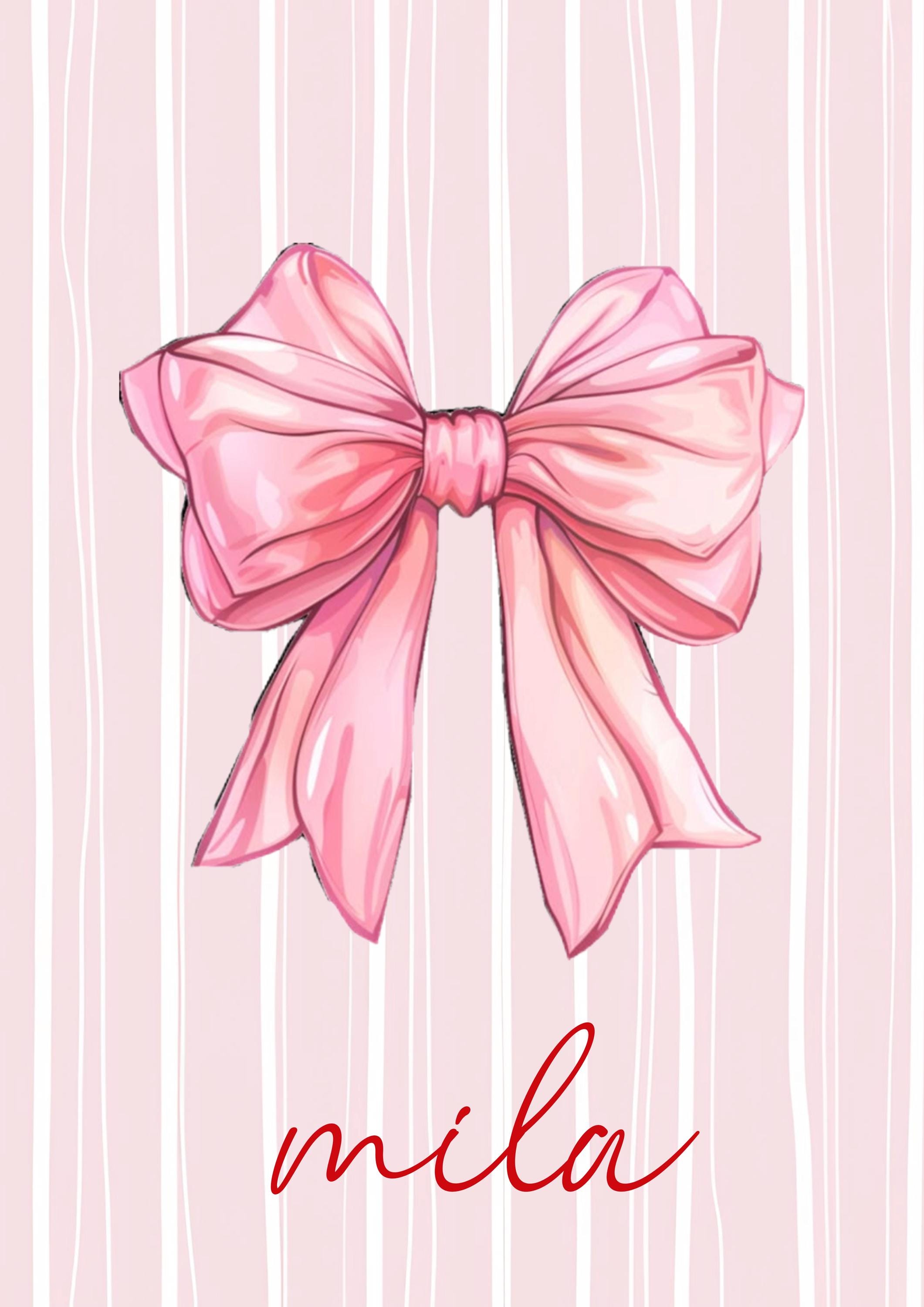 Personalized Pink Bow Wall Art – Custom Baby Girl Name Print | Fashion ...