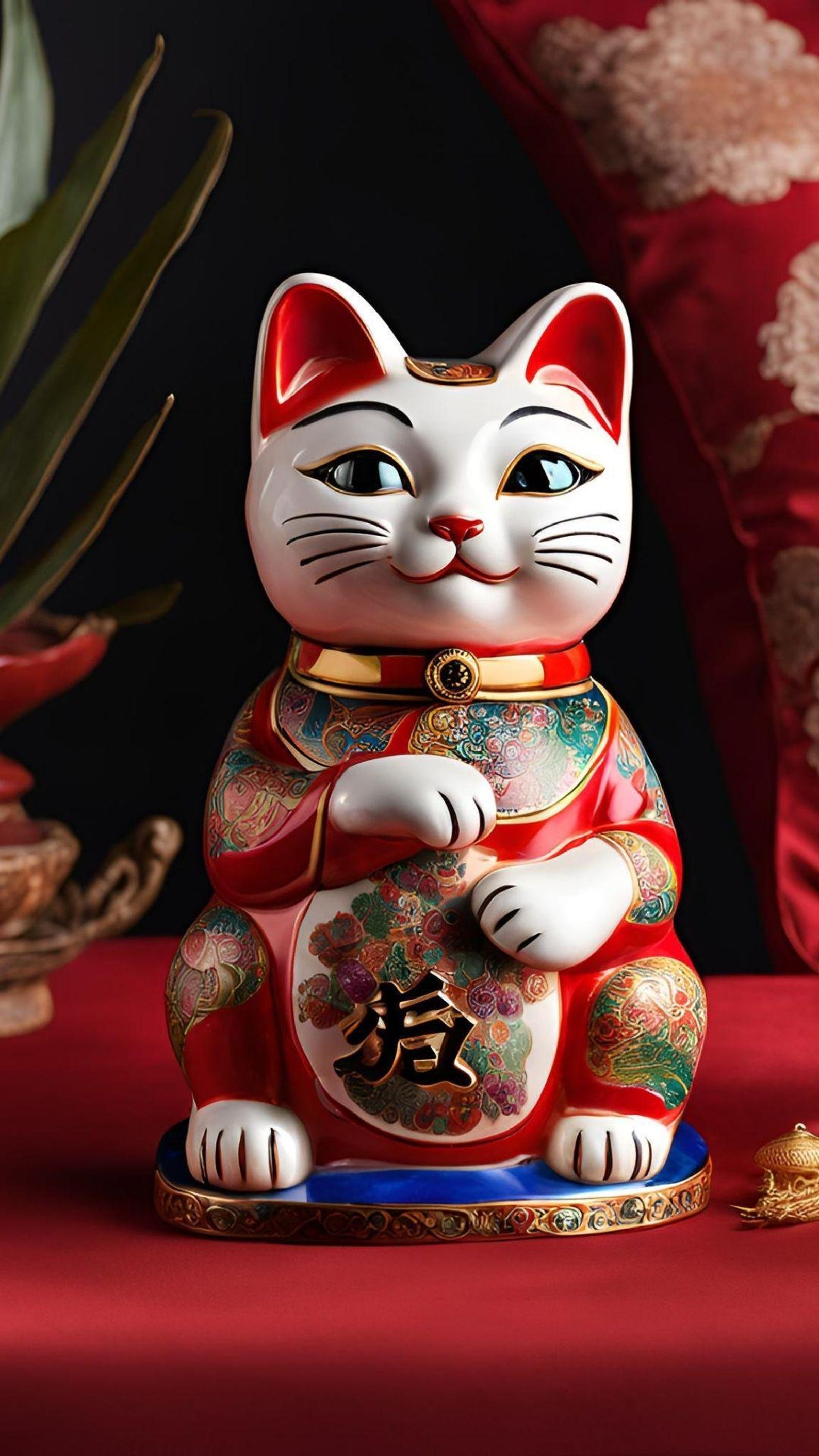 Maneki Neko Lucky Cat Wallpaper – Digital Download for Phone & Tablet ...