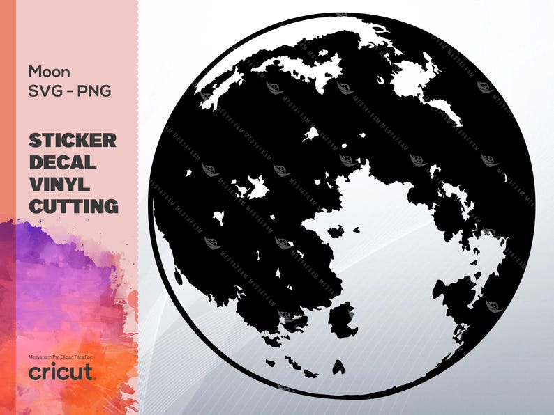 Full Moon SVG PNG: Lunar Crater Clipart, Laser Cut Files - Etsy