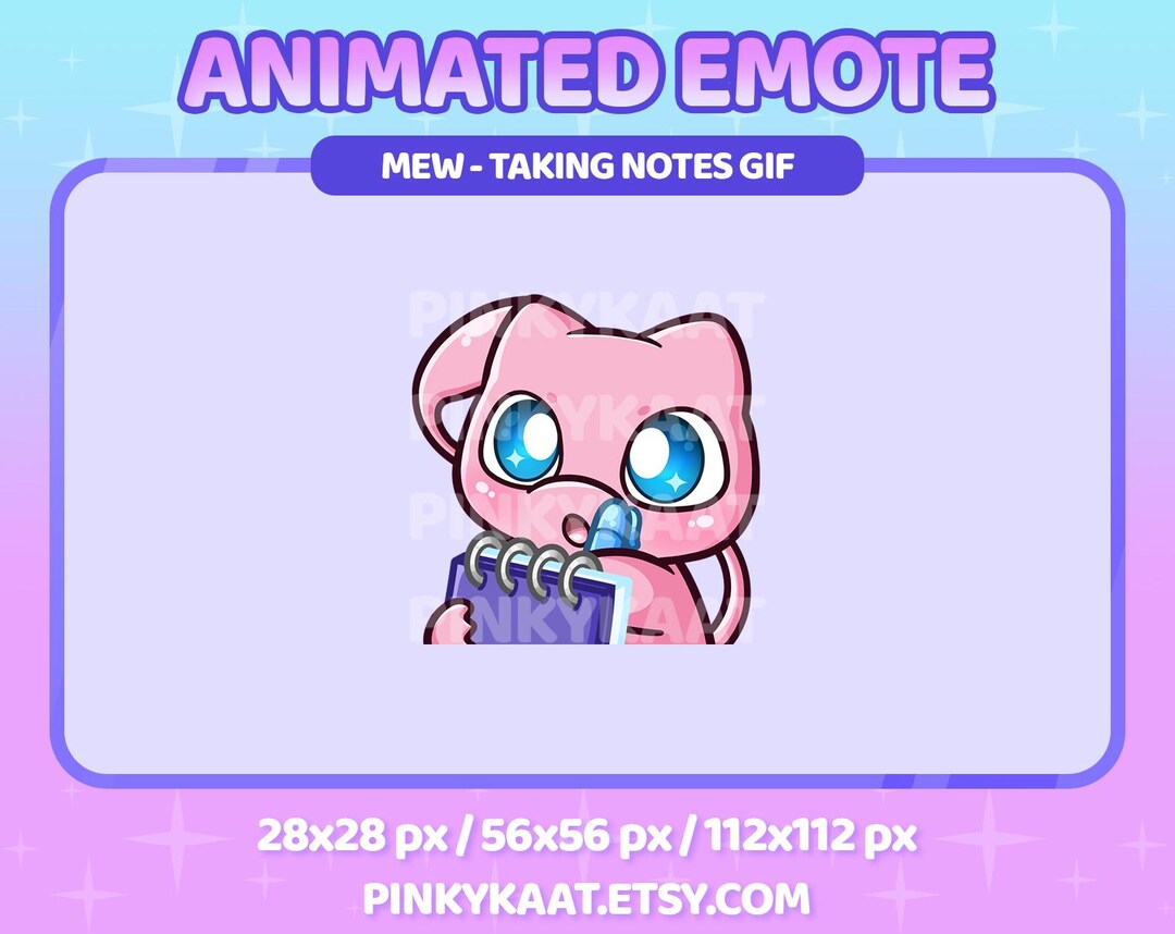 Animated Mew Taking Notes Emote for Twitch / Youtube / Discord / Tiktok ...