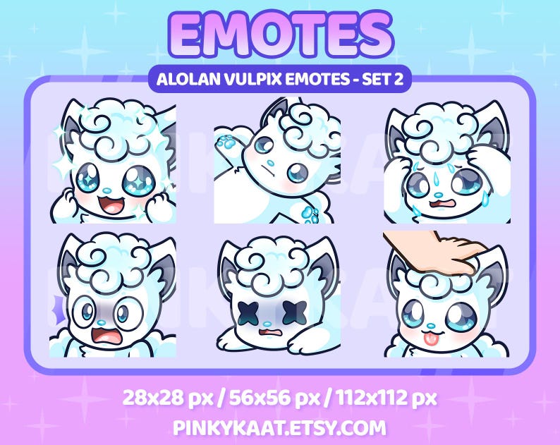 Chibi Alolan Vulpix 6 Emotes Pack for Twitch / Discord / Tik Tok ...