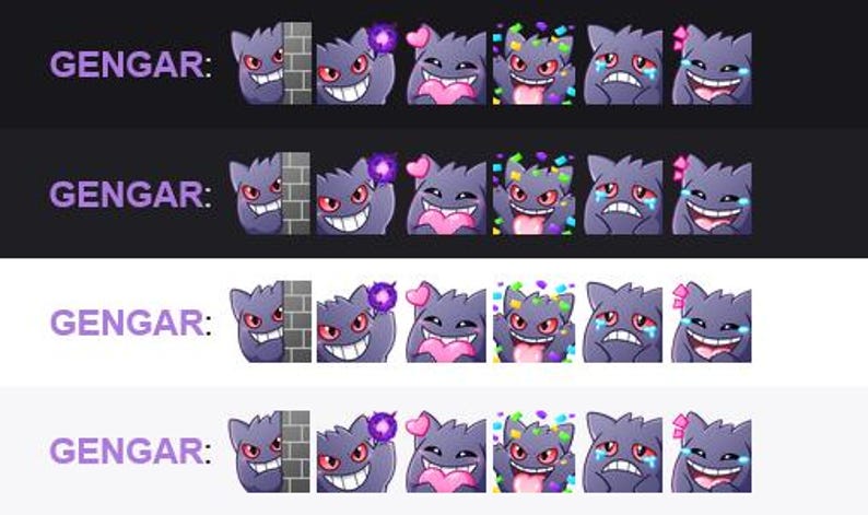 Chibi Gengar Emotes Pack: Twitch, Discord, Youtube (instant Download ...