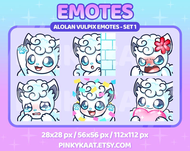 Chibi Alolan Vulpix Emotes Pack – Kawaii Twitch/discord (instant ...