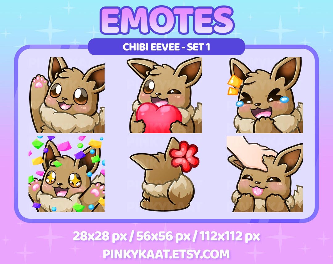 Chibi Eevee Emotes Pack: Twitch, Discord, Youtube (instant Download) - Etsy