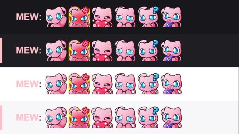Chibi Mew Emotes Pack – Kawaii Twitch/discord/youtube (instant Download ...