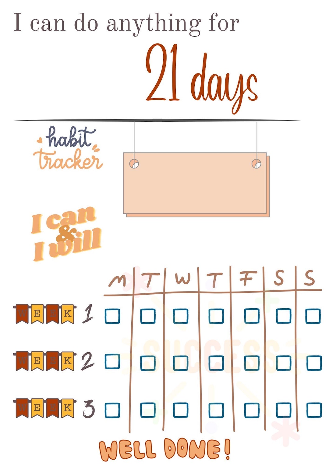 21 Day Habit Tracker - Etsy