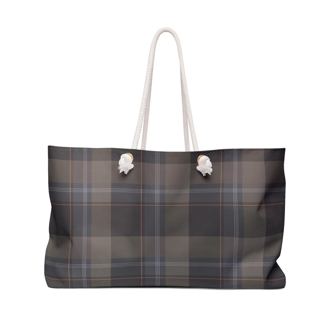 Gray Brown Plaid Weekender Bag | Travel Tote, Large Carryall Gift for ...