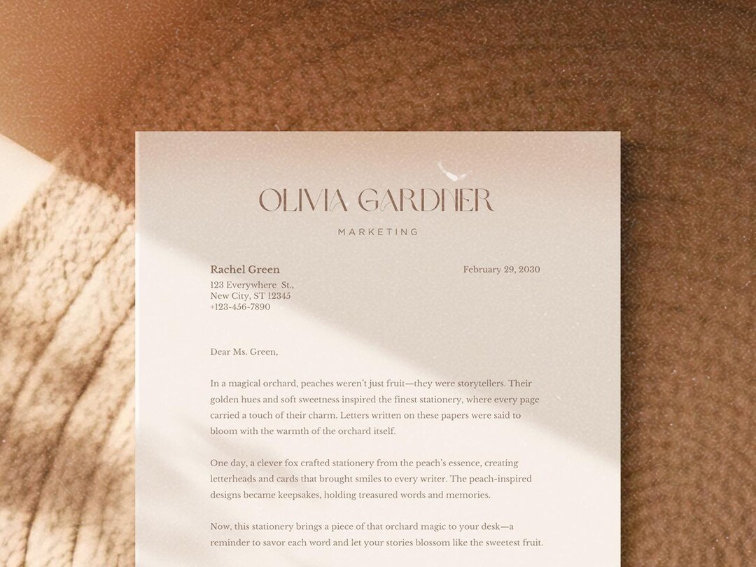 Letterhead Template for Word and Pages, Personalized Letterhead ...