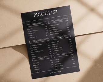 Small Business Price List Download, Price List Template, Editable Price ...