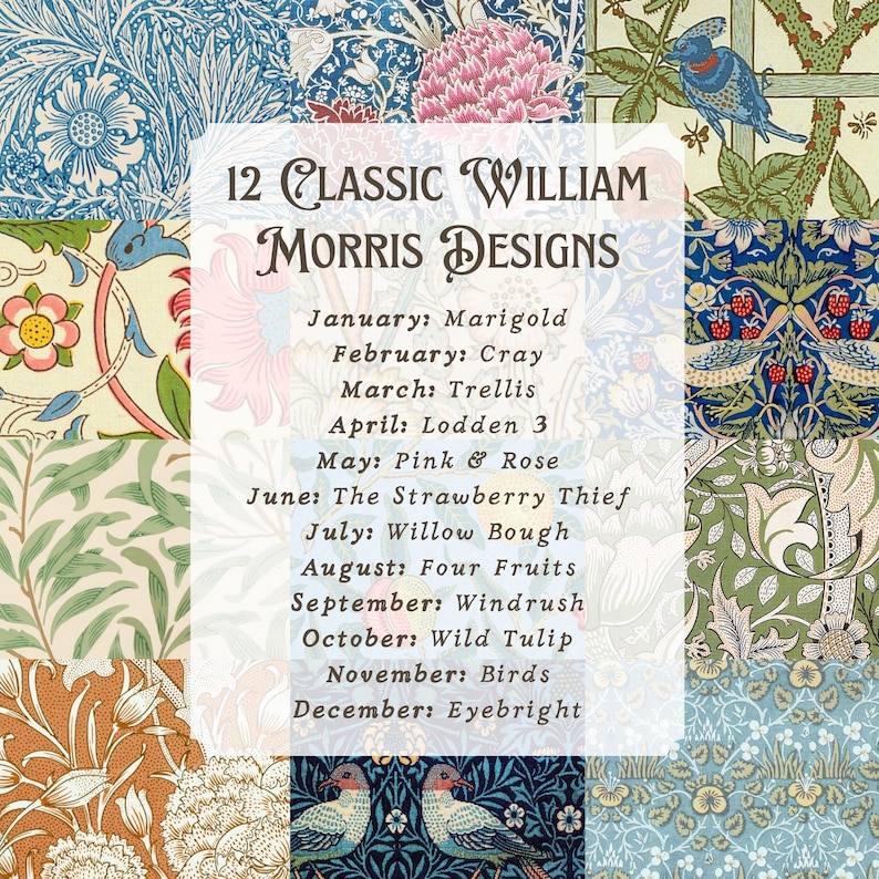 2025 Victorian Calendar Phone Wallpaper | William Morris Floral ...