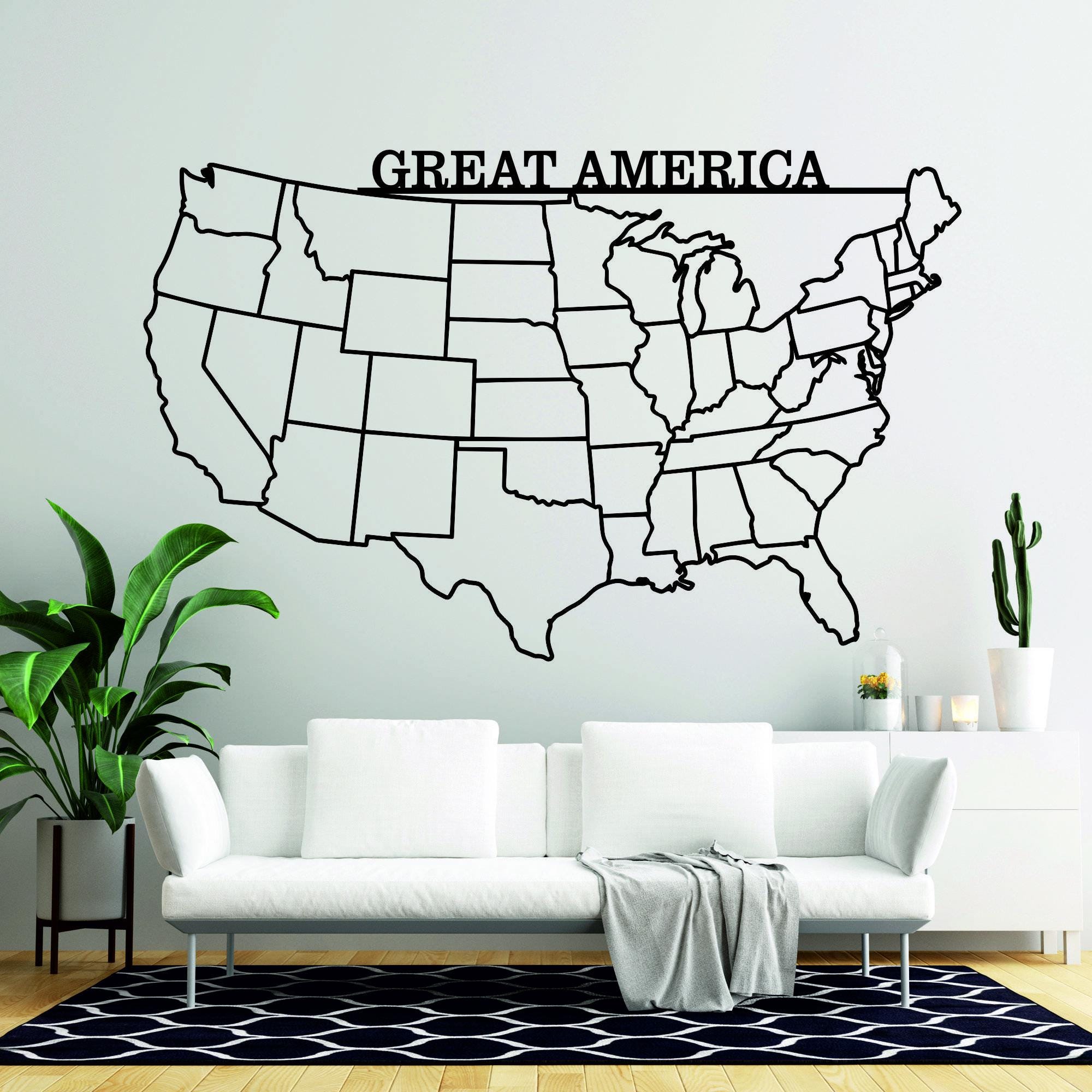 Personalized United States Map – Custom Metal USA Map Wall Art, Steel ...