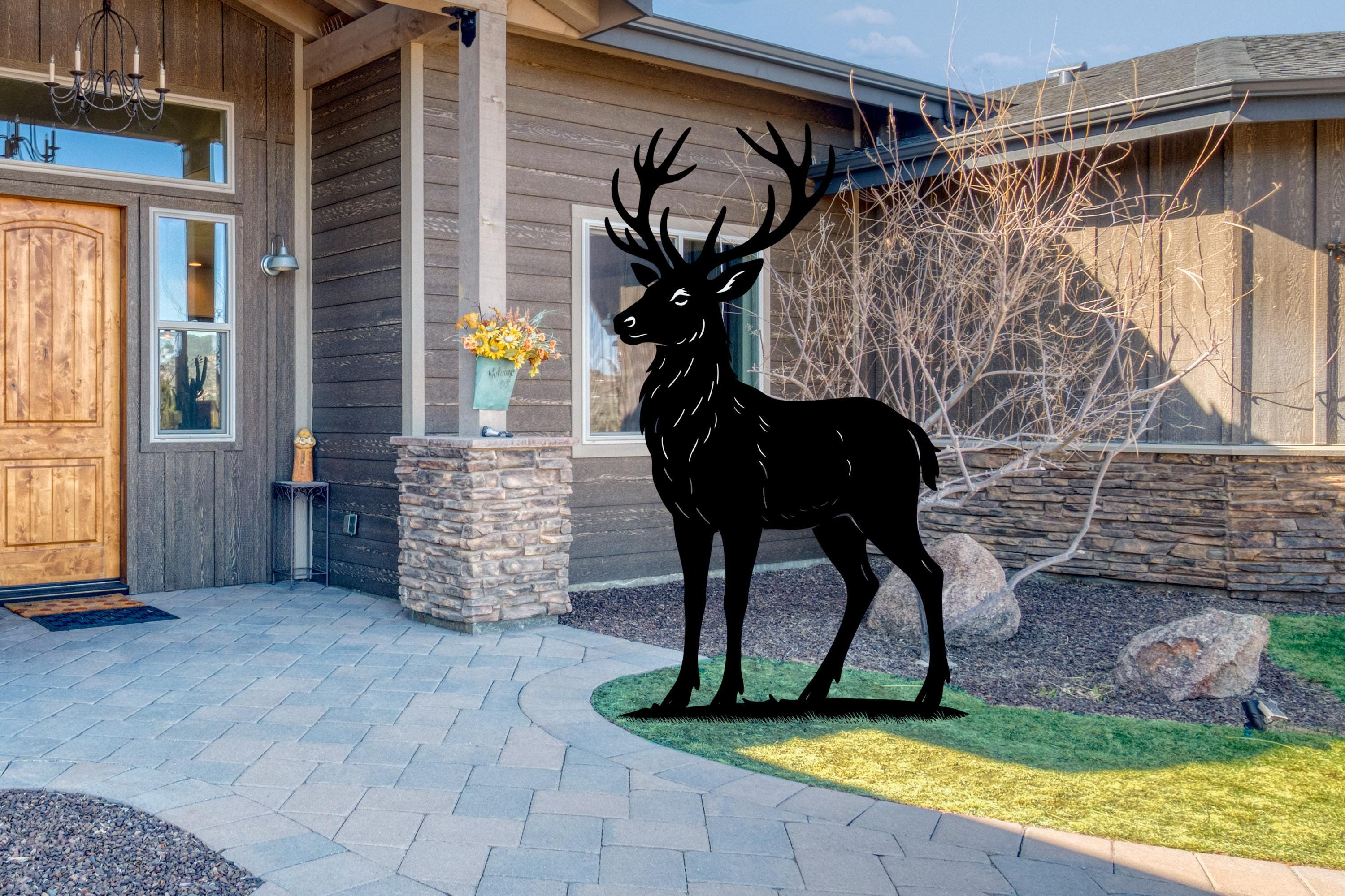 Metal Garden Deer Decor, Deer Metal Yard Art, Metal Deer Sculpture ...