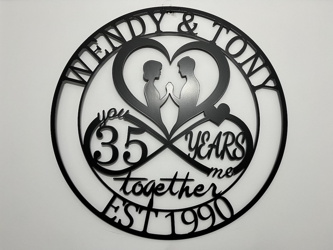 Personalized 35th Wedding Anniversary Metal Wall Art, Custom Couple ...