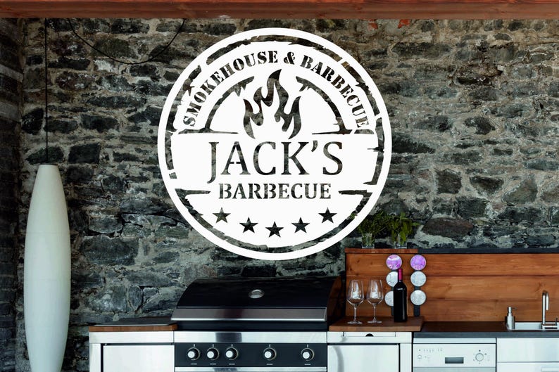 Personalized BBQ Sign, Custom Grill Sign, Outdoor Smokehouse Decor ...
