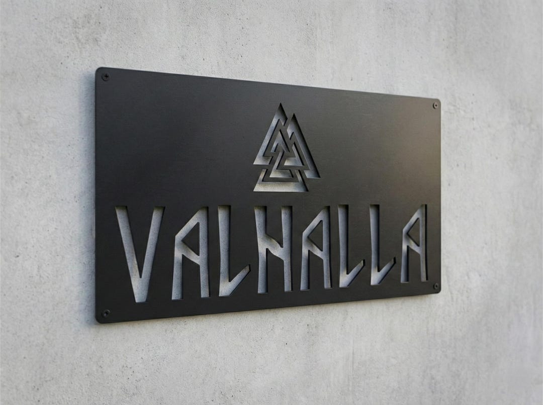 Viking Valhalla Metal Wall Art | Valhalla Sign | Viking Wall Decor ...