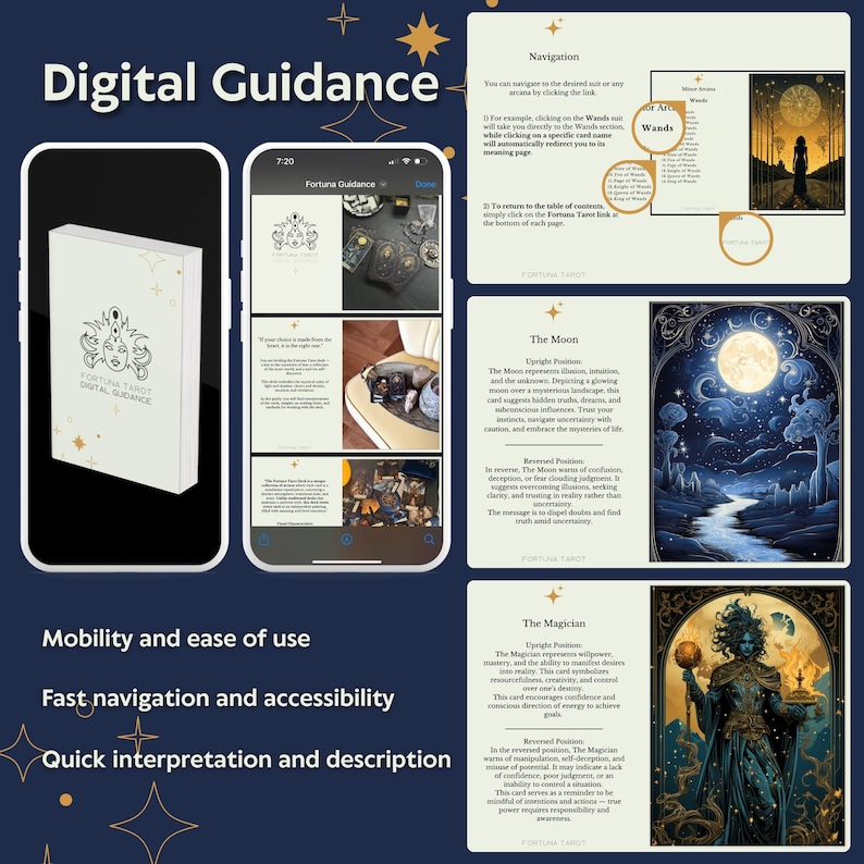 Fortuna Tarot Deck: Unique Tarot Card Deck With Digital Guidebook and ...
