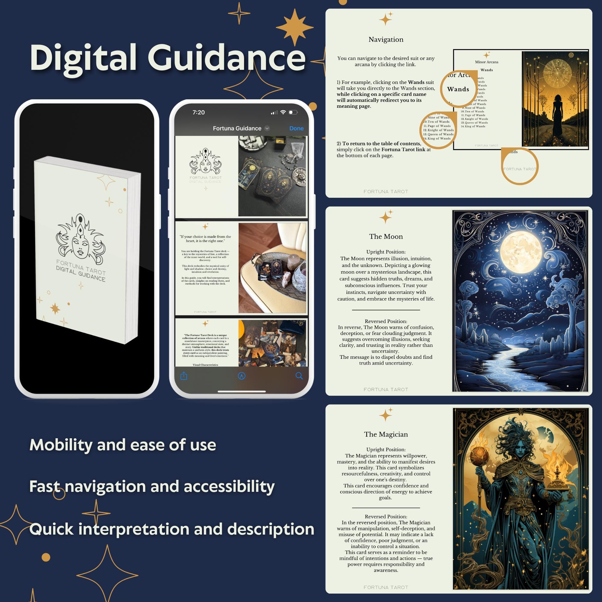 Fortuna Tarot Deck: Unique Tarot Card Deck With Digital Guidebook and ...
