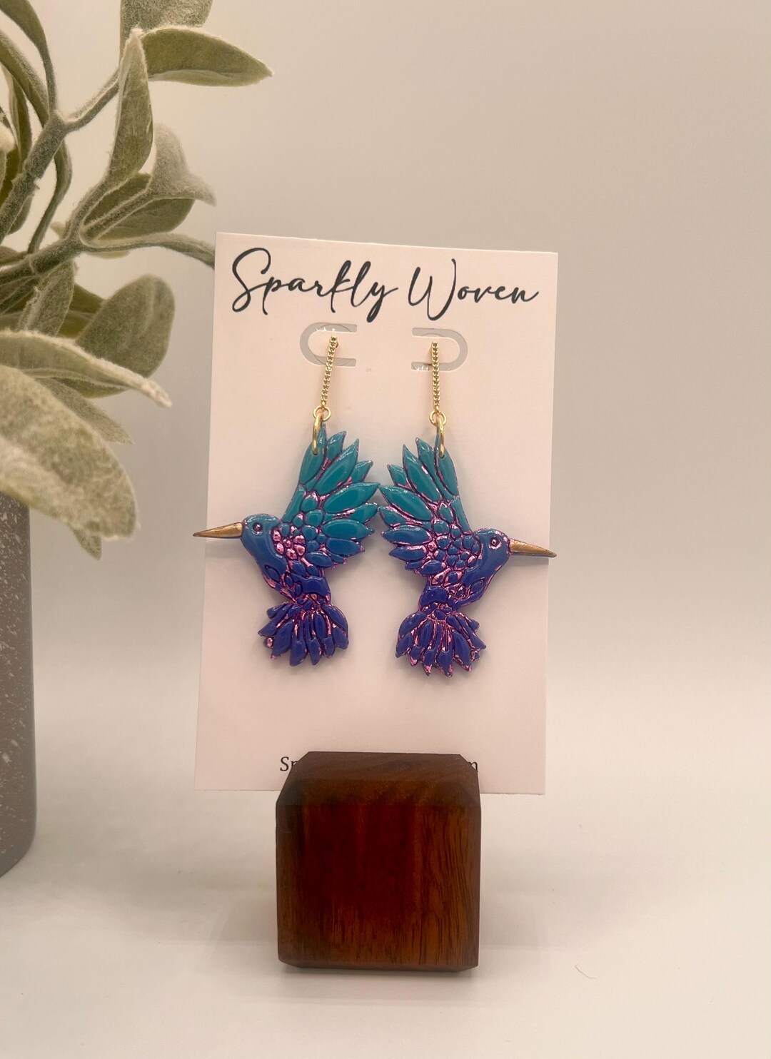 Color Blended Hummingbird Polymer Clay Earrings - Etsy