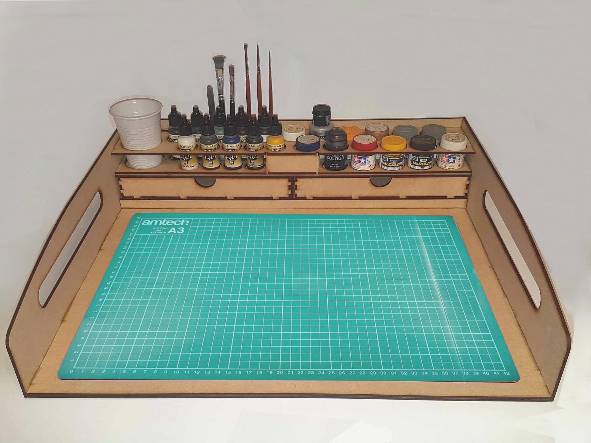 A3 Modeller's Workstation Fits A3 Cutting Mat, Holds Vallejo, AK Paints ...