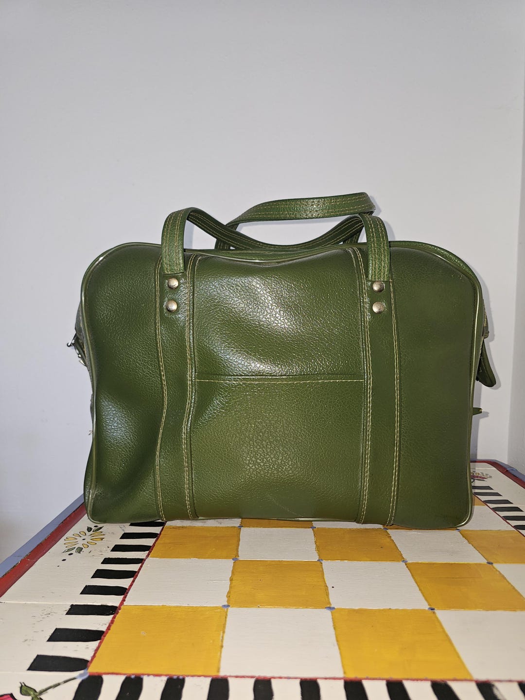 Vintage Green Leather MIT Purse - Etsy