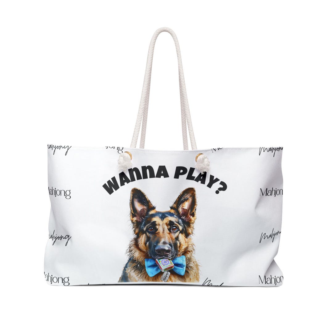 Mahjong Tote Bag With German Shepherd Dog Cute Mahjong Tile Carrier for ...