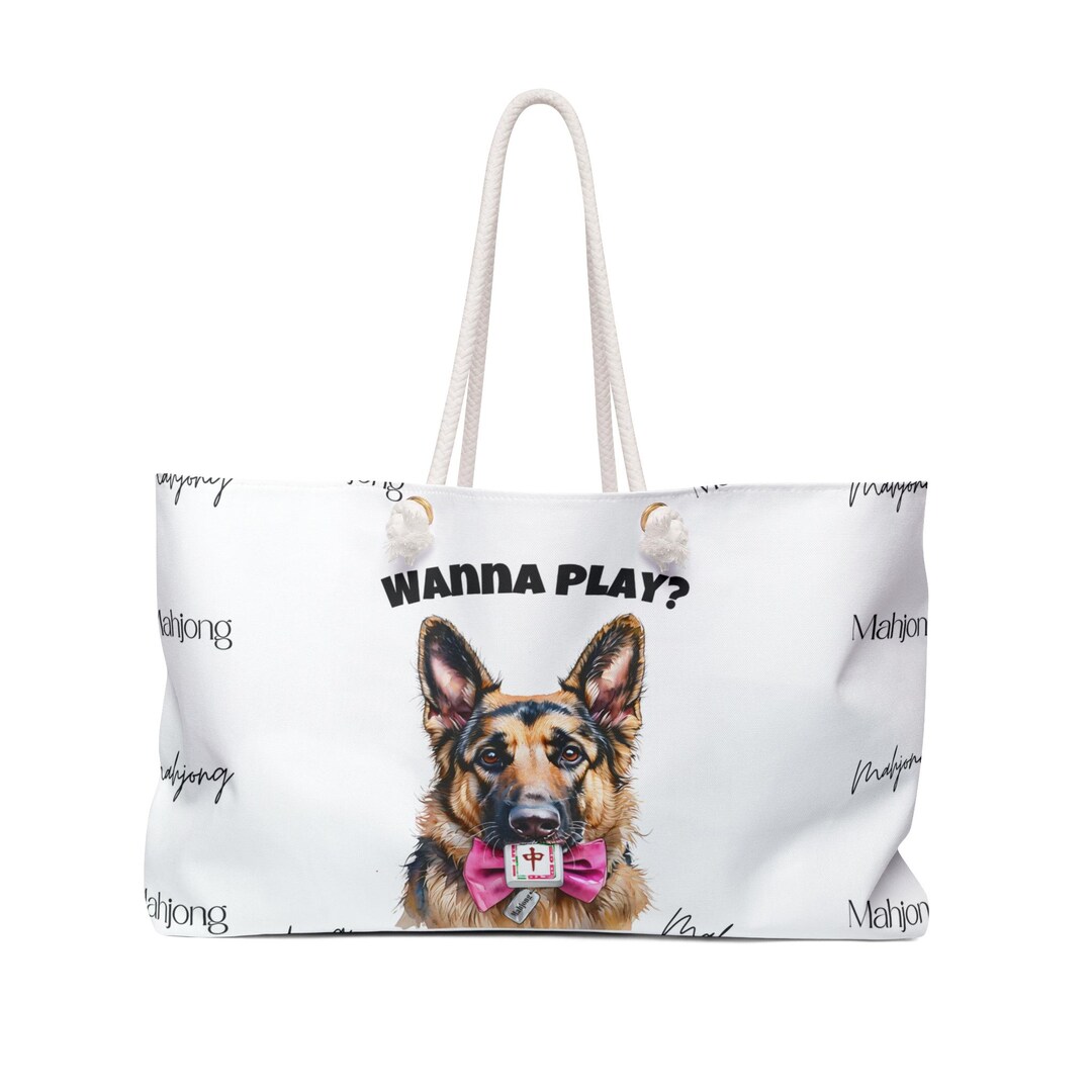 Mahjong Tote Bag With German Shepherd Dog Cute Mahjong Tile Carrier for ...