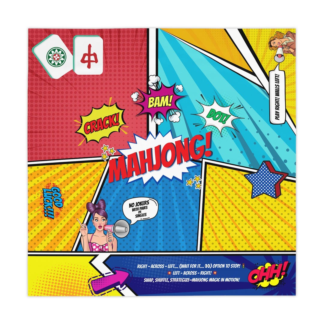 Mahjong Tablecloth-pop Art Mahjong Decor - Mahjong Gift- Mahjong ...