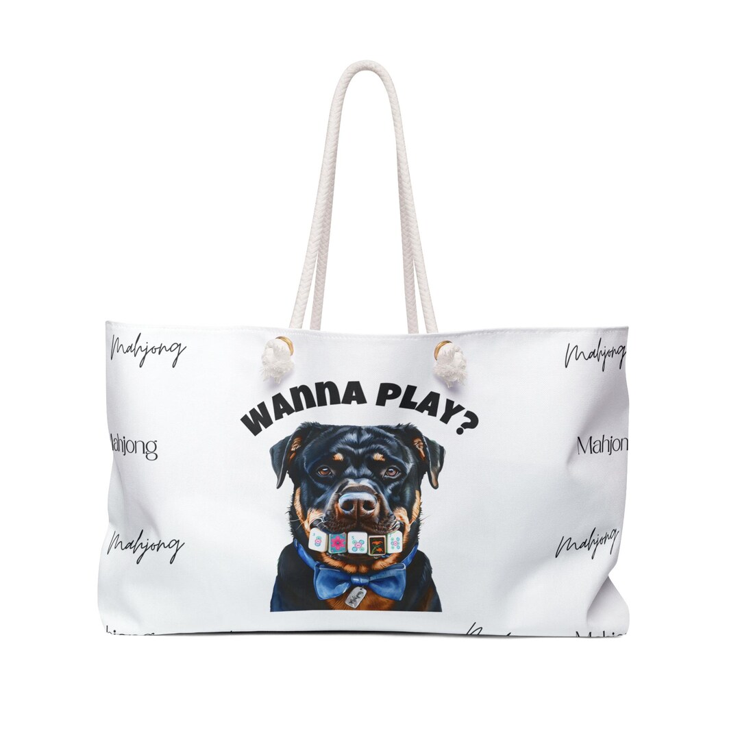 Mahjong Tote Bag With Rottweiler Dog Cute Mahjong Tile Carrier for Dog ...