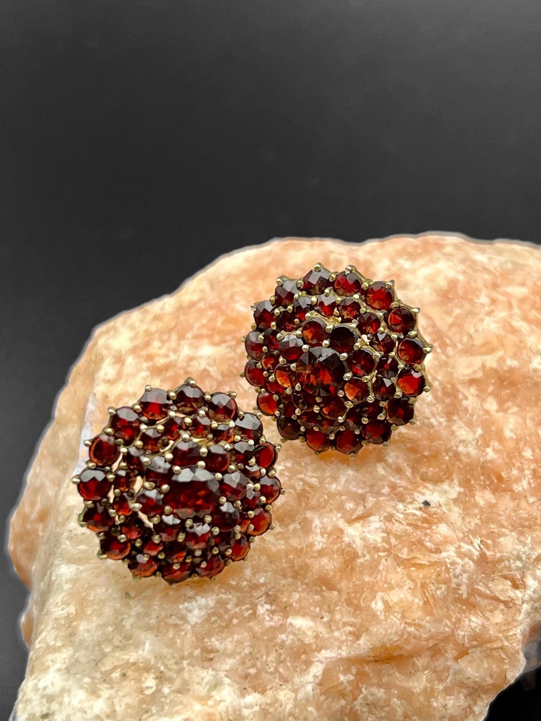 Antique Silver Marked Rose Cut Garnet Screw Back Earrings - Etsy