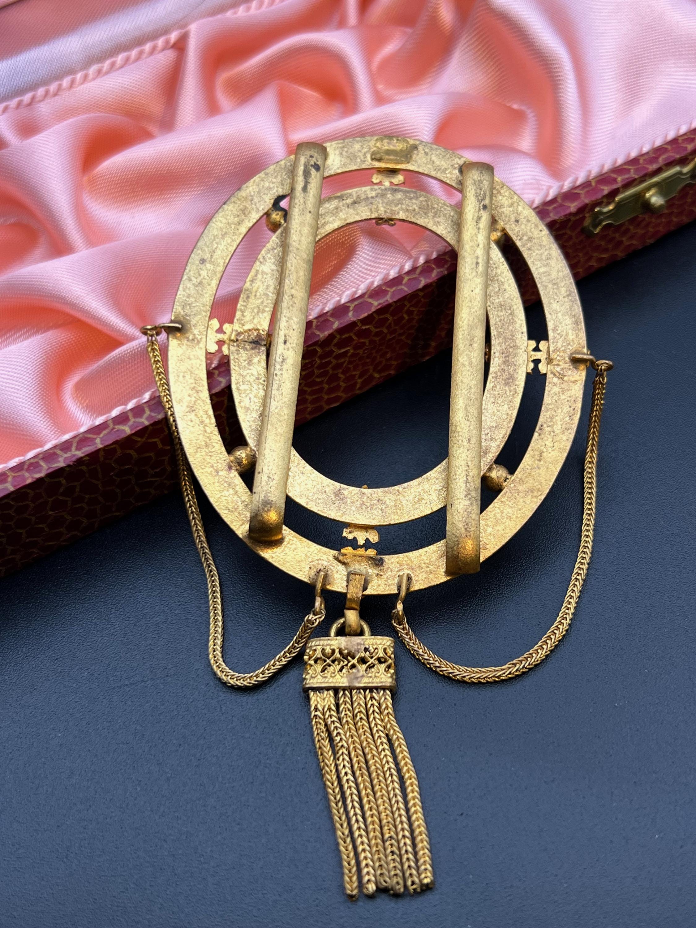 Antique Edwardian Gilt Brass Sash Buckle Brooch- Early 1900's Belt Clip ...