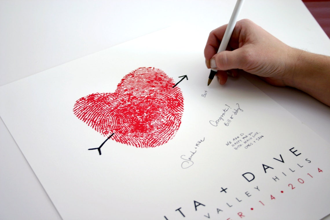 Unique Guestbook Thumbprint Guest Book Fingerprint Art | Etsy