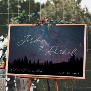 Galaxy Night Sky Wedding Welcome Sign, Starry Night Personalized ...