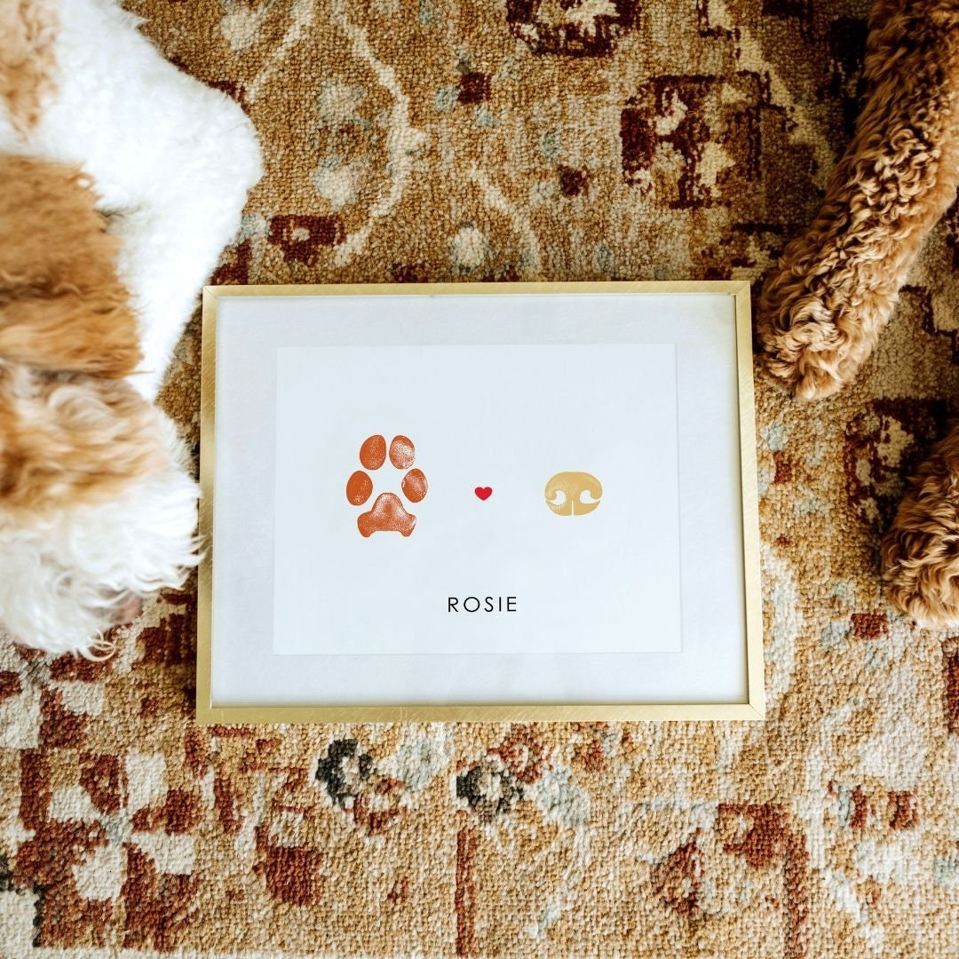 Pet Memorial Print: Custom Dog Paw & Nose Photo Keepsake (framed Option ...