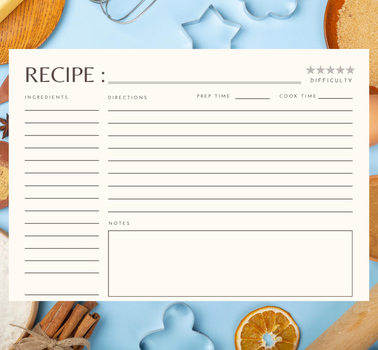 Printable Recipe Cards , Recipe Card Canva Template, Modern Recipe Card ...