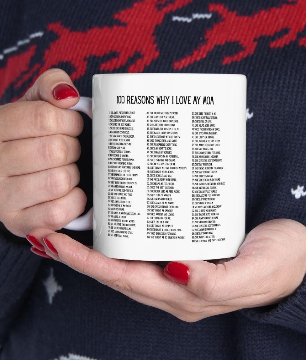 100 Reasons Why I Love My Mom Mug Sentimental Reassurance Gift for Her ...