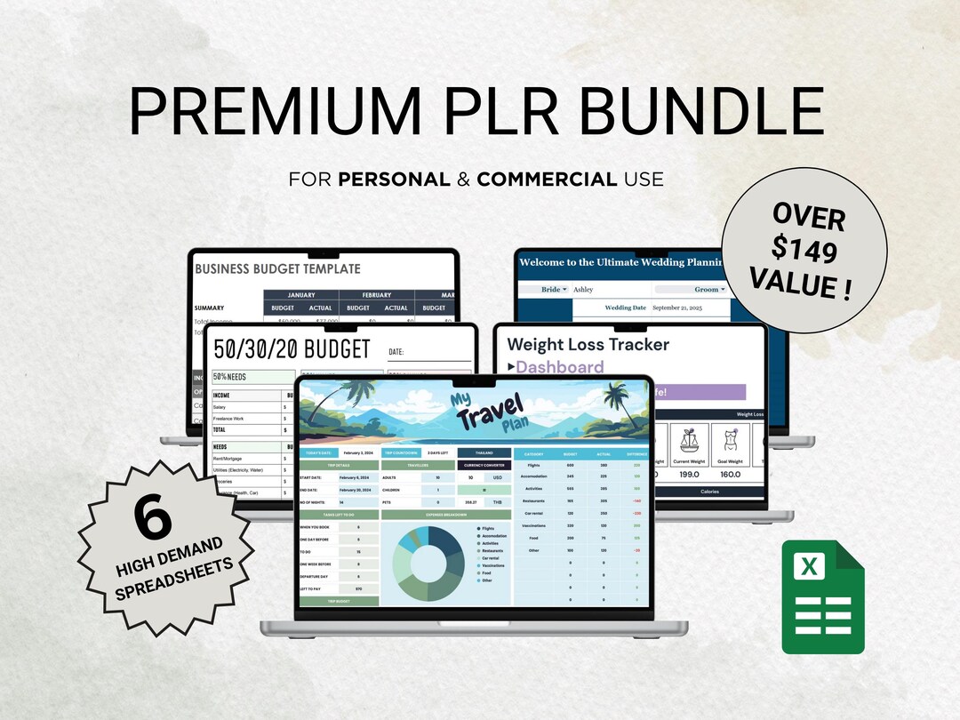 PLR Digital Products Bundle PLR Spreadsheet Google Sheets Bundle Resell ...