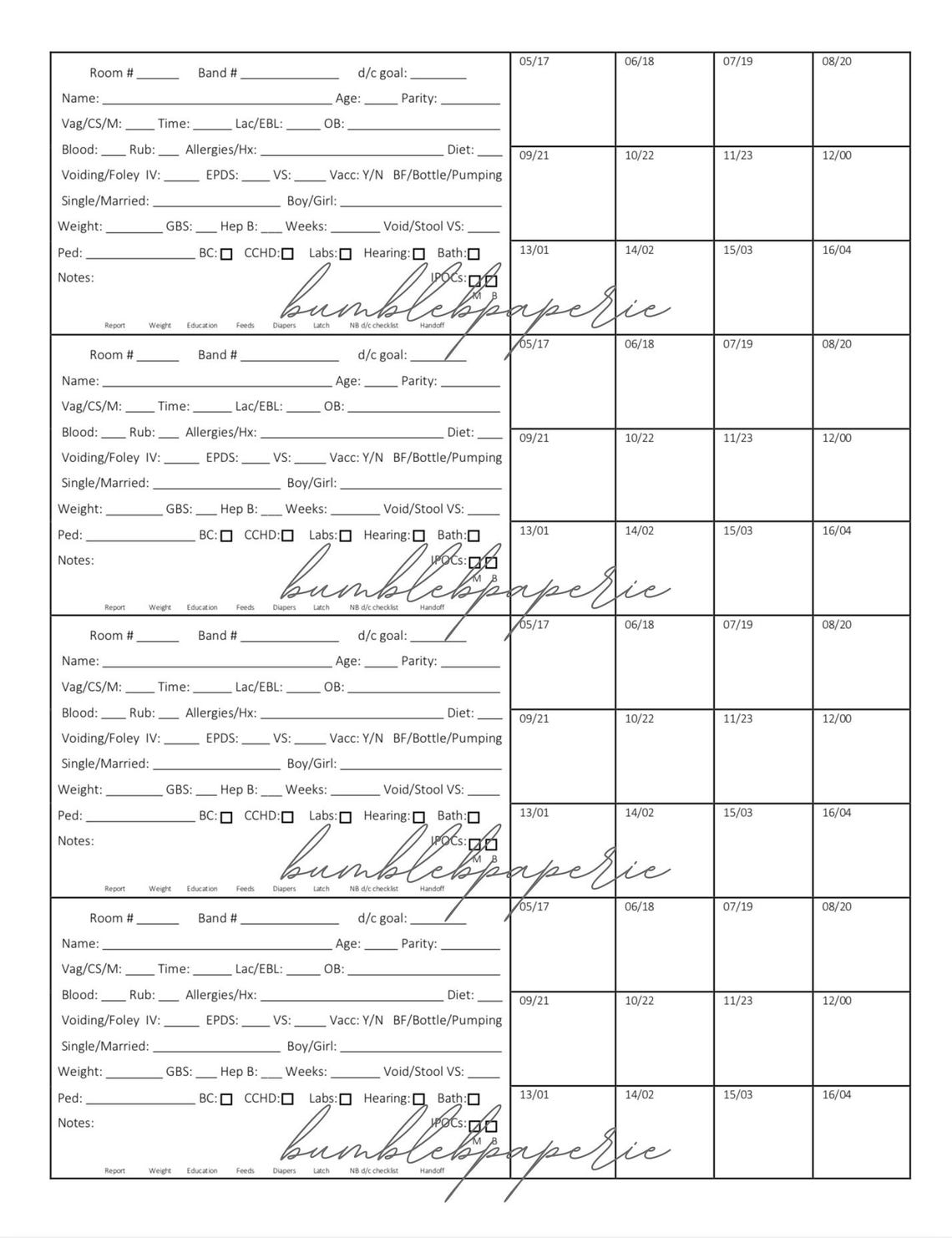 Postpartum Nurse Report Sheet - Etsy