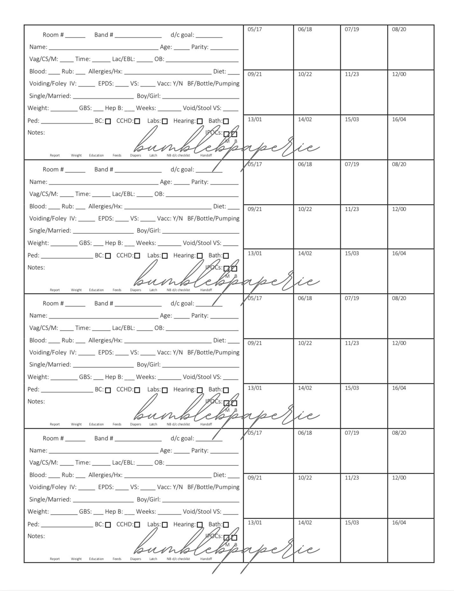 Postpartum Nurse Report Sheet - Etsy