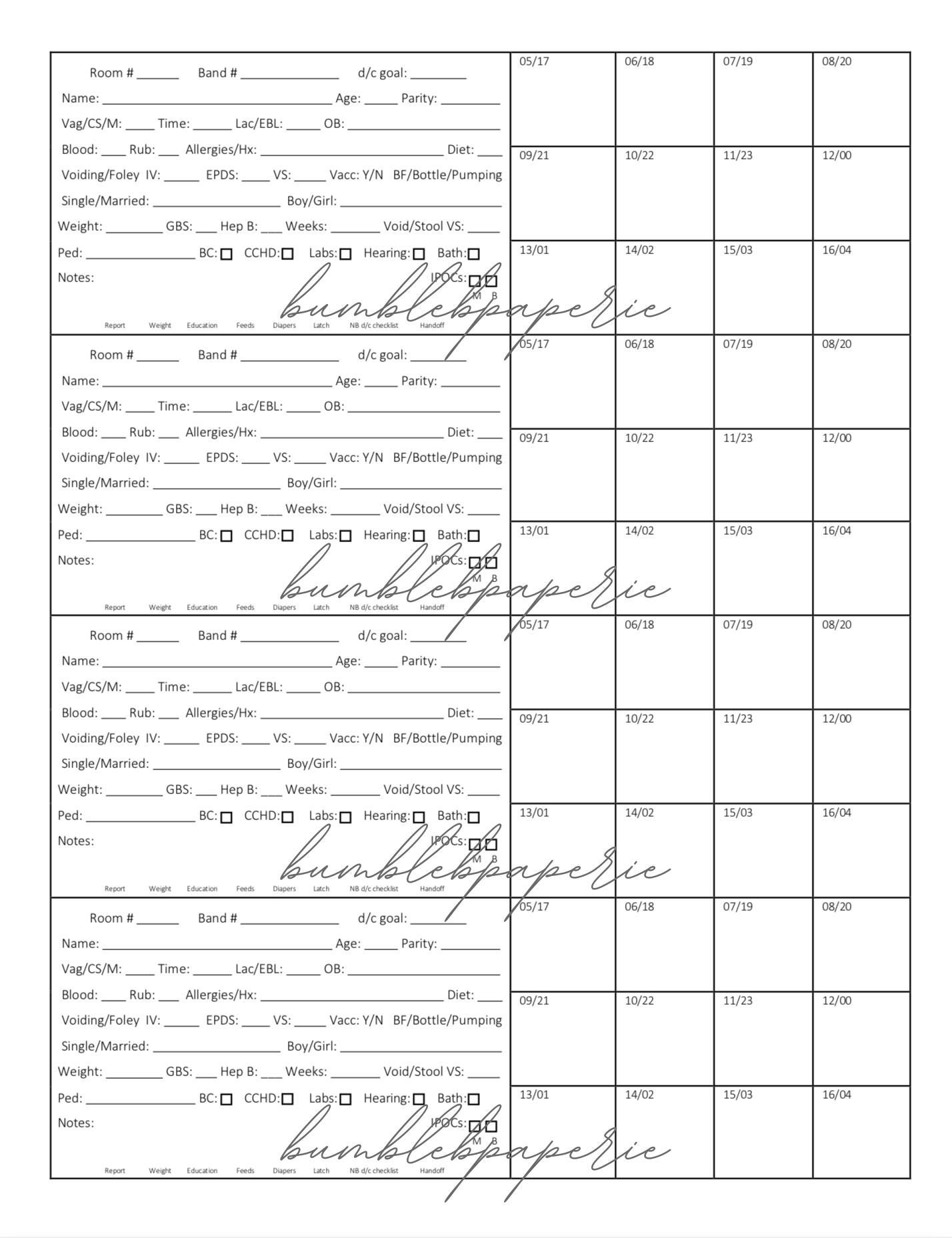 Postpartum Nurse Report Sheet - Etsy