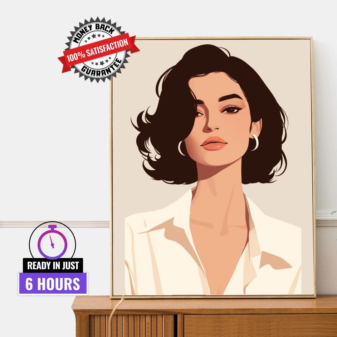 Custom Valentine Portrait, Loved One Illustration Drawing From Photo ...