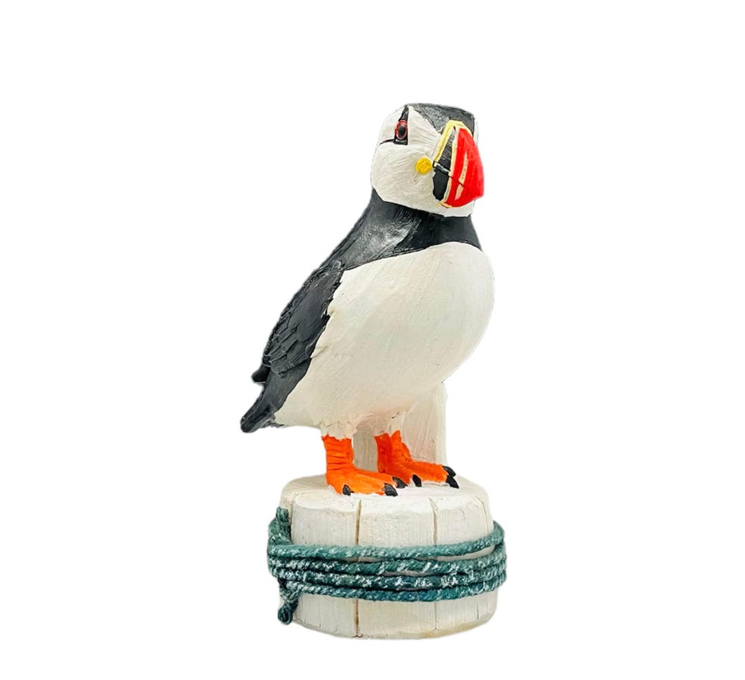 Puffin Wooden Figurine - Realism Art - Outdoor/indoor Ornament - Bird ...