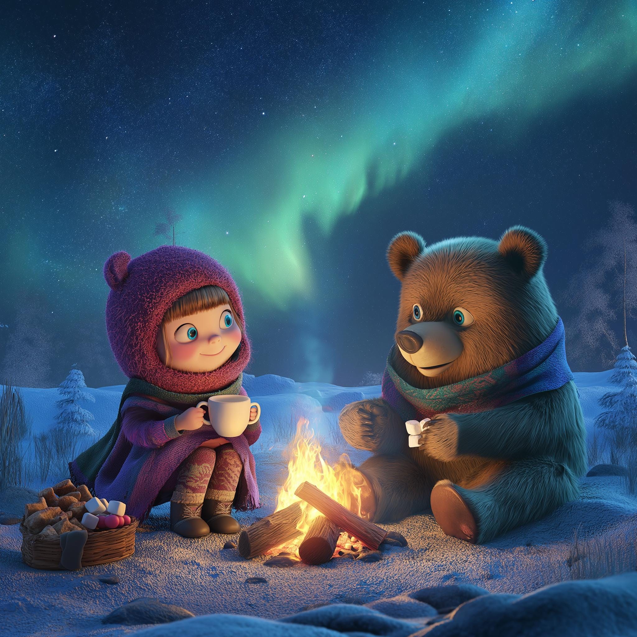 Masha and the Bear Winter Poster - Snowy Wonderland Wall Art for Kids ...