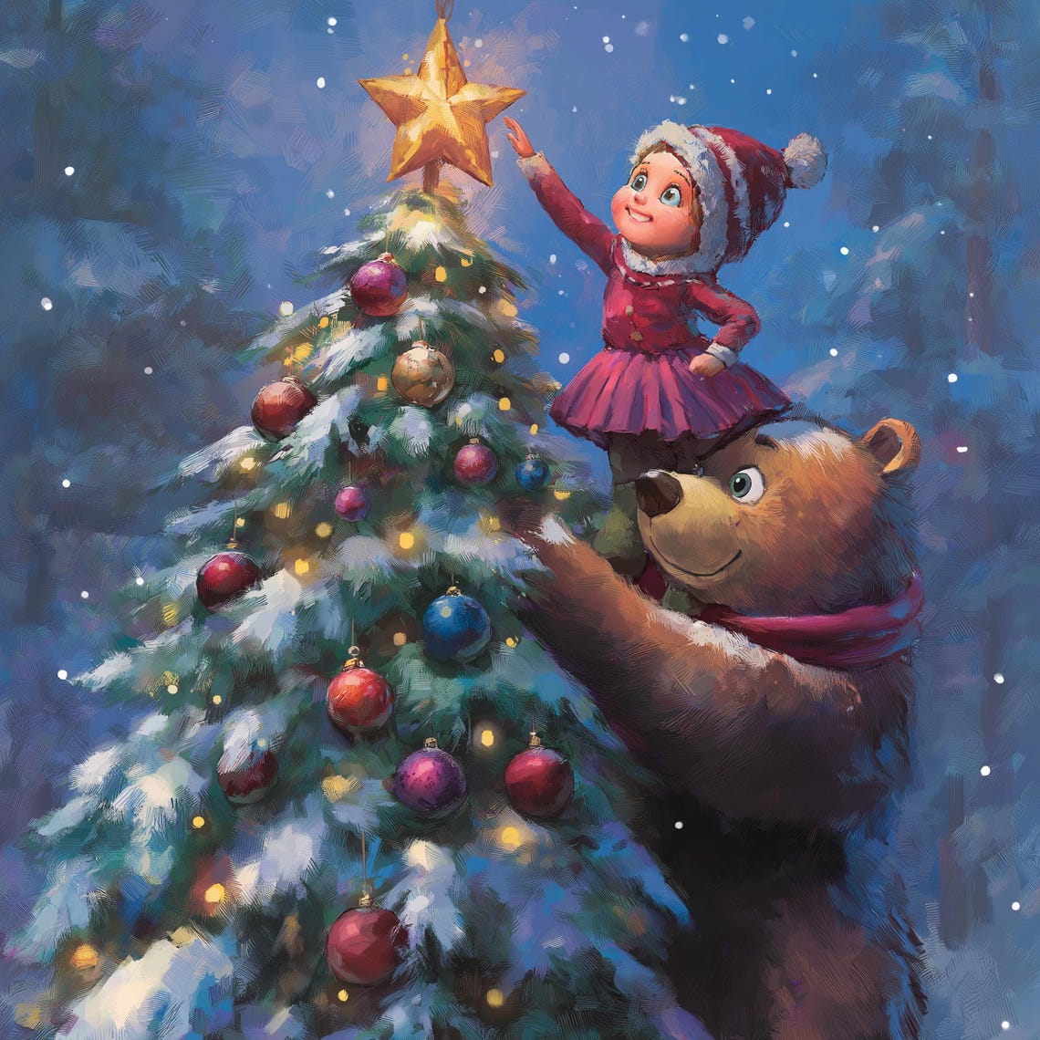 Masha and the Bear Winter Poster Snowy Wonderland Wall Art for Kids - Etsy